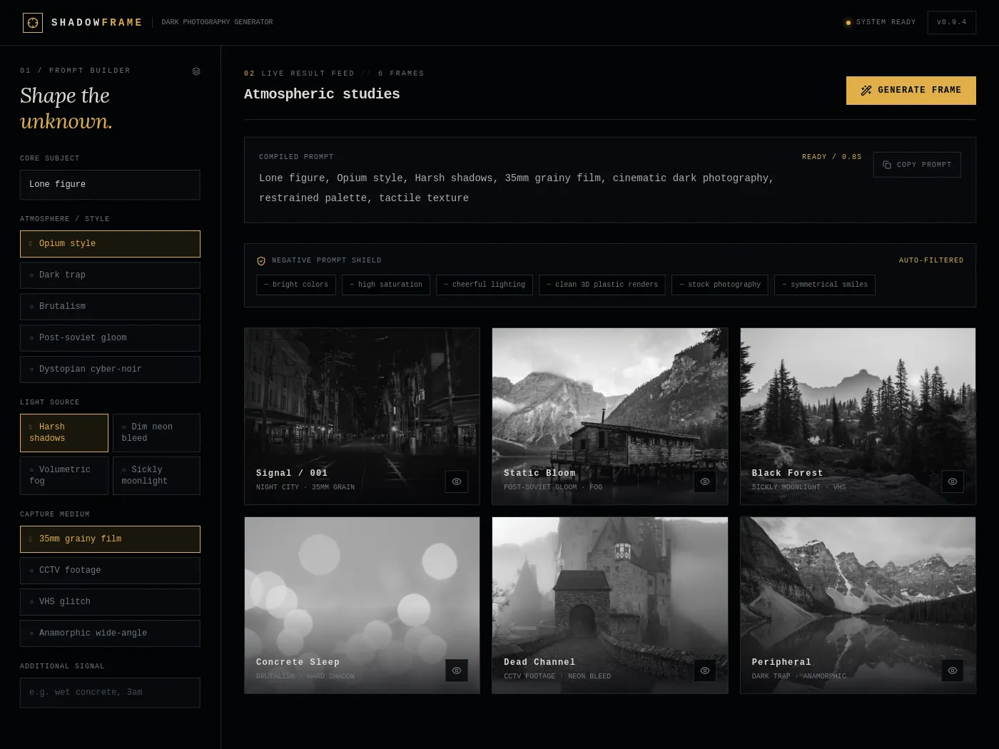 ShadowFrame Dark Generator