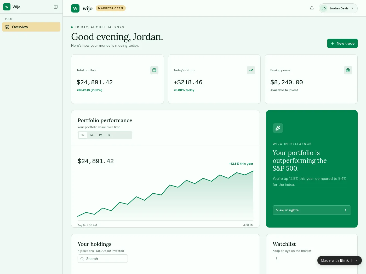 Wijo Trading App