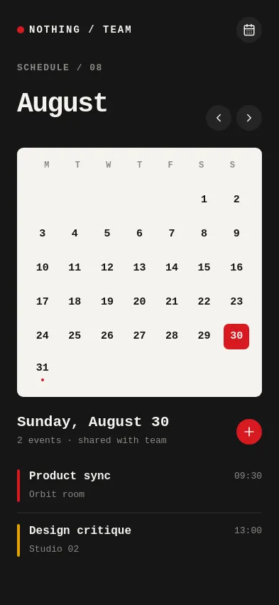 Nothing Calendar