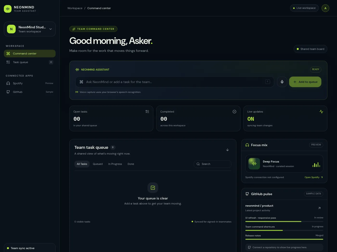 NeonMind Team Assistant