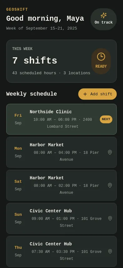 GeoShift Scheduler