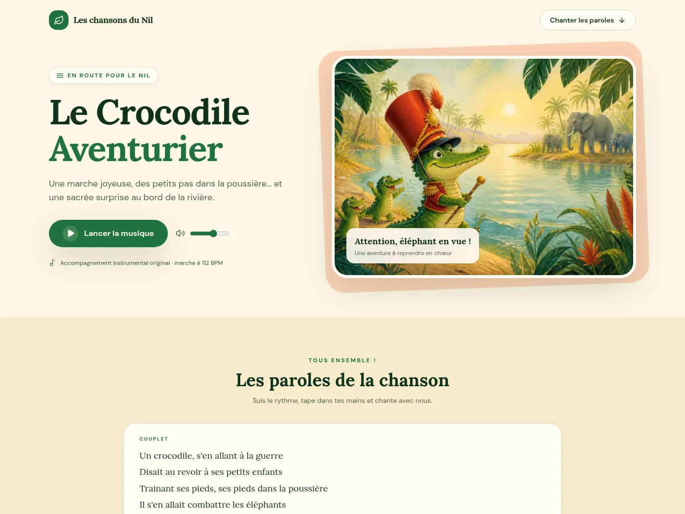 Chant du Crocodile Aventureux