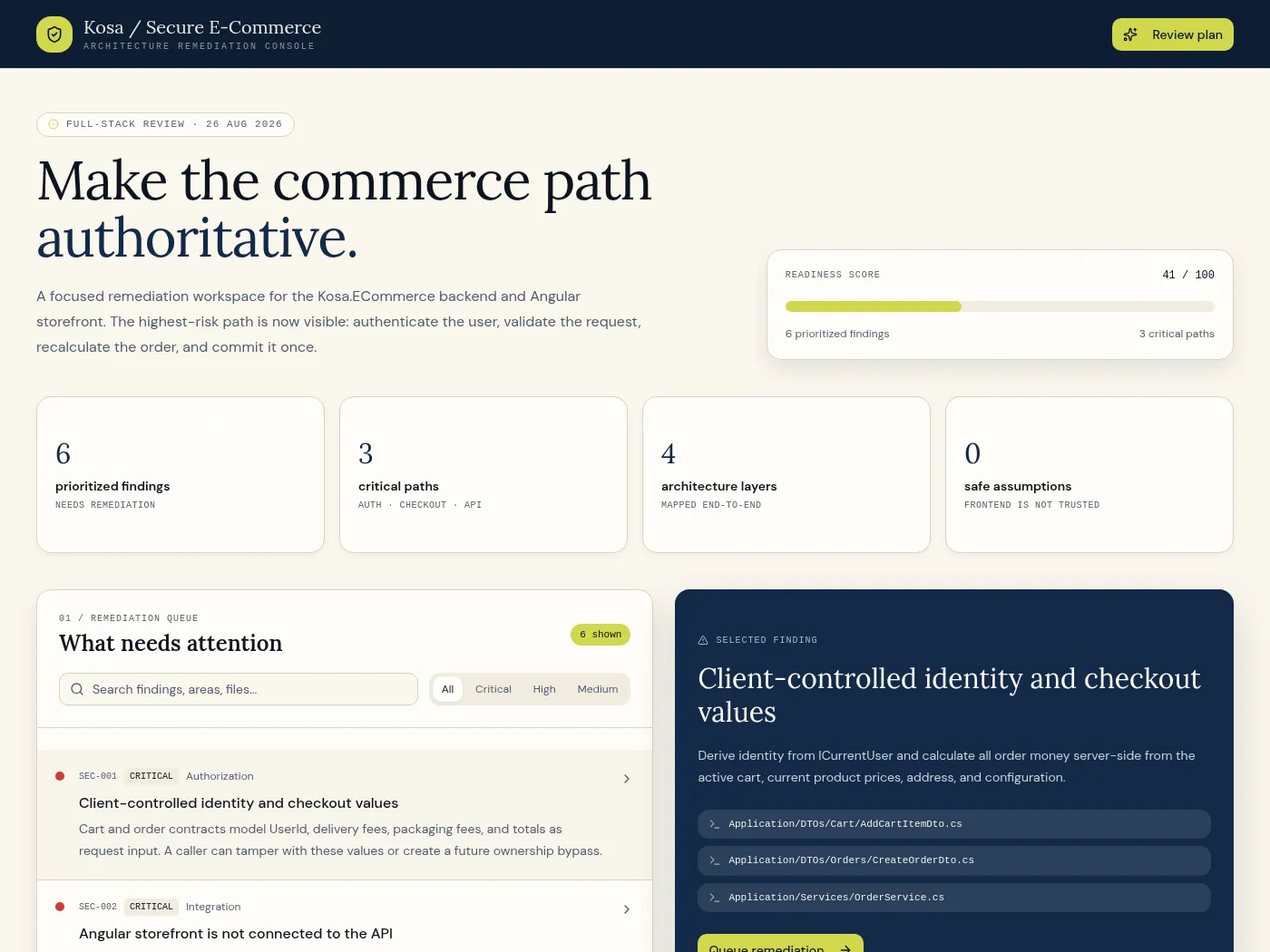 Kosa E-Commerce Security Upgrade