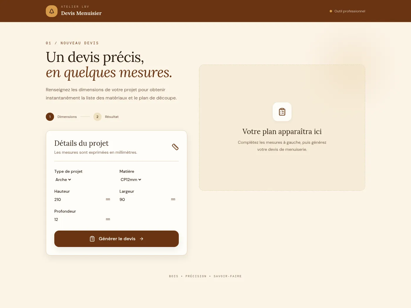 Devis Menuisier LBV