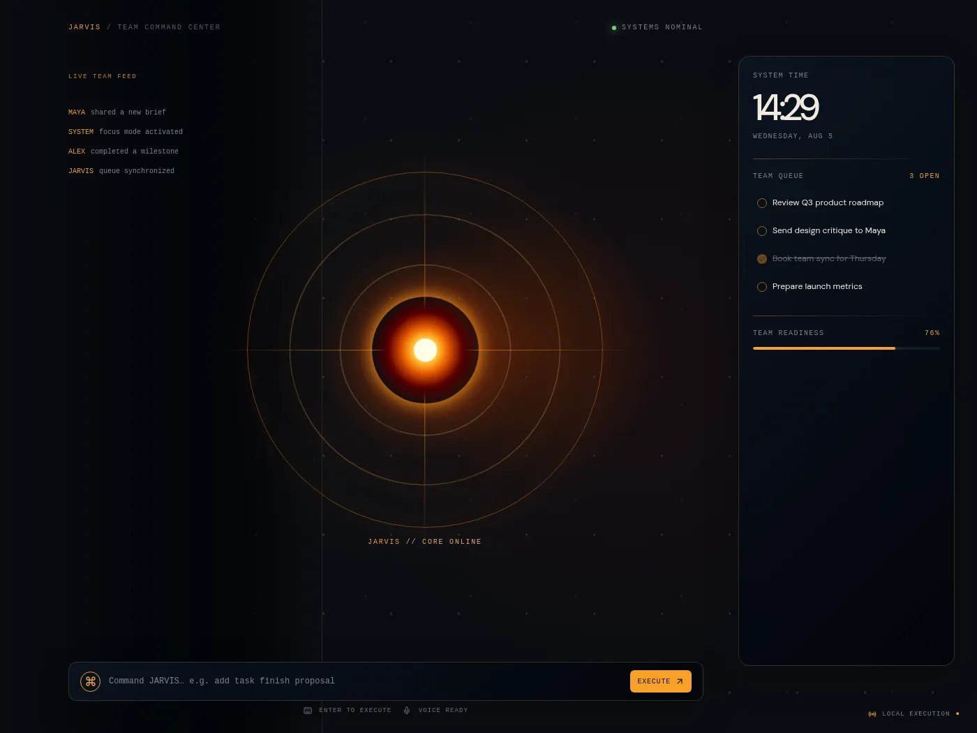 Jarvis Productivity Dashboard