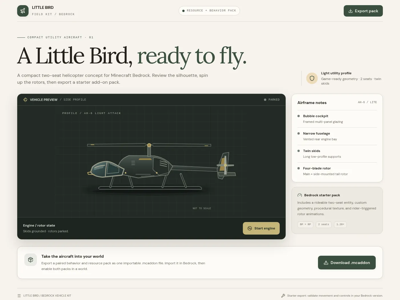 Little Bird Bedrock Addon