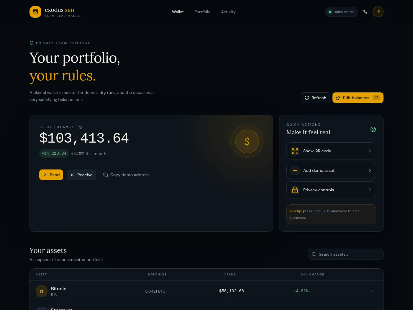Exodus Sim Wallet