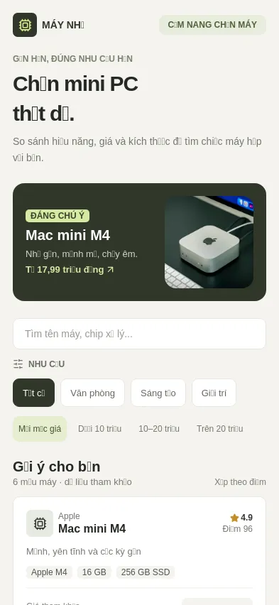 Mini PC Selector
