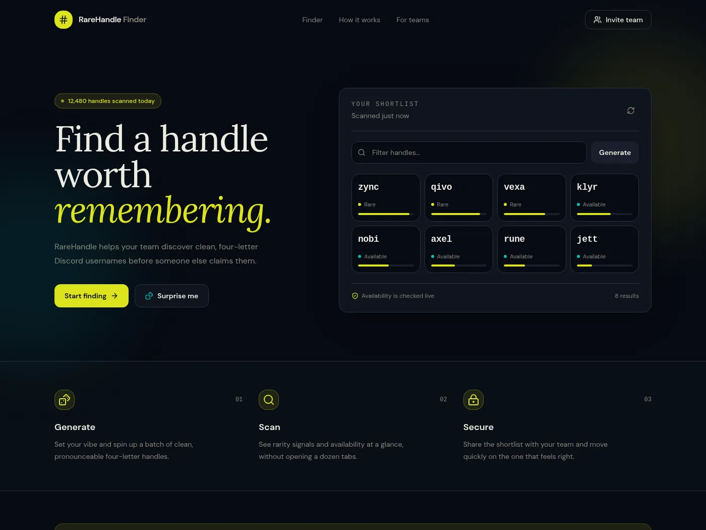 RareHandle Finder