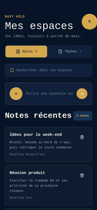 Navy Gold Notes