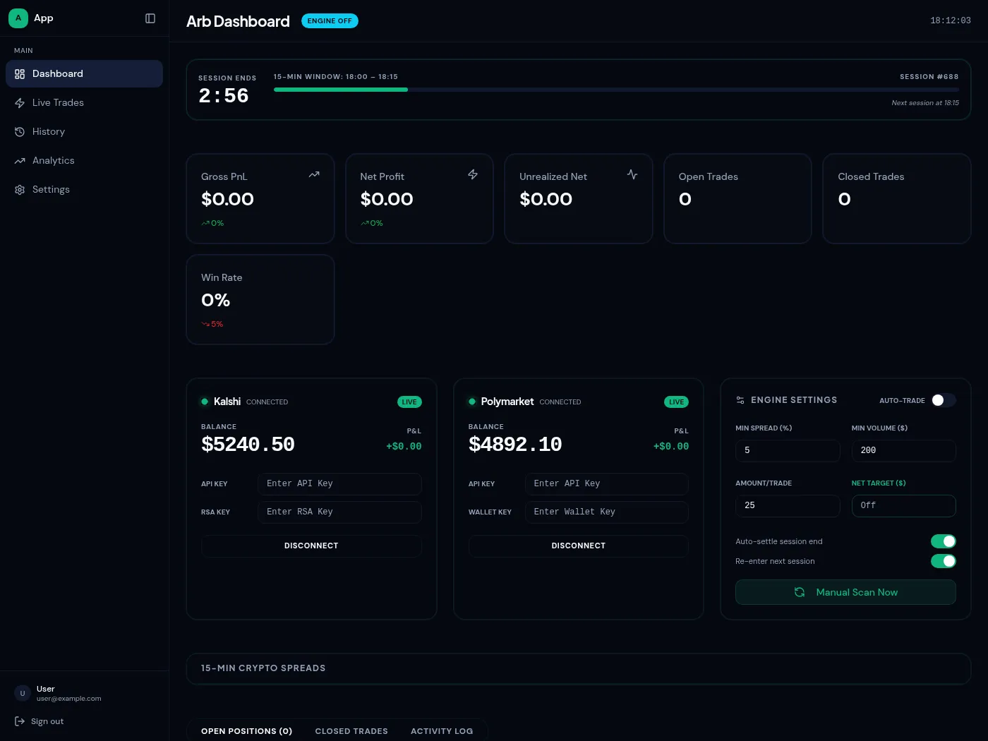 Kalshi Poly Arb Dashboard