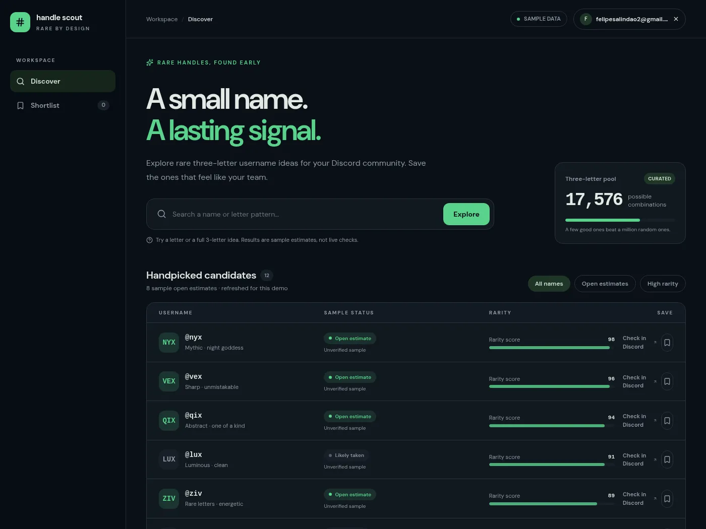 Rare Discord Handle Finder