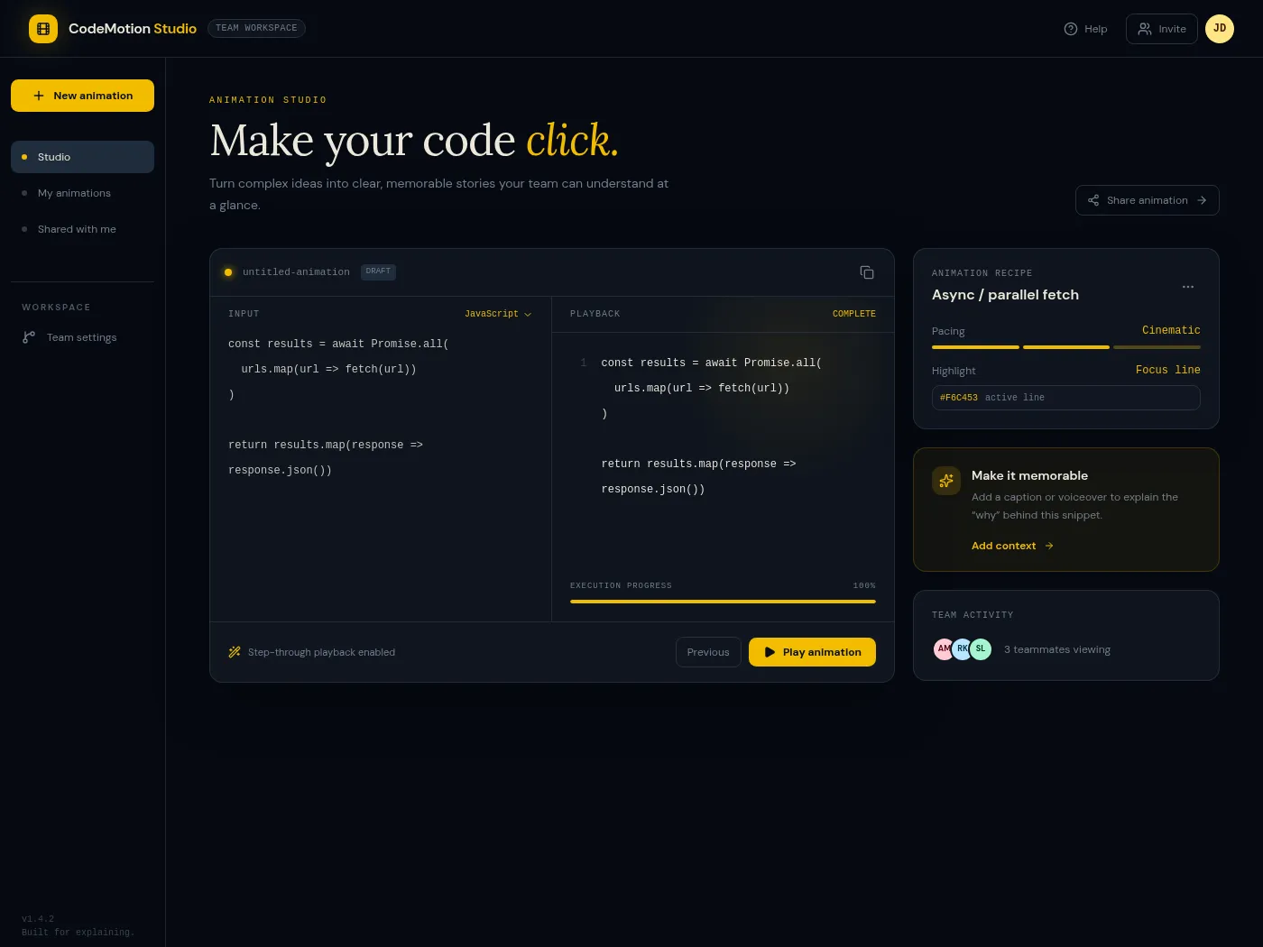 CodeMotion Studio