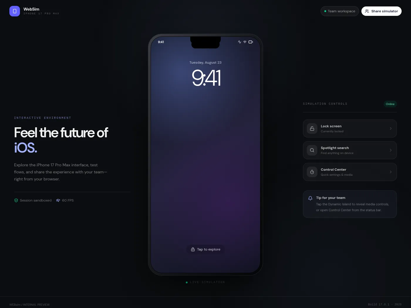 iPhone 17 Pro Max WebSim