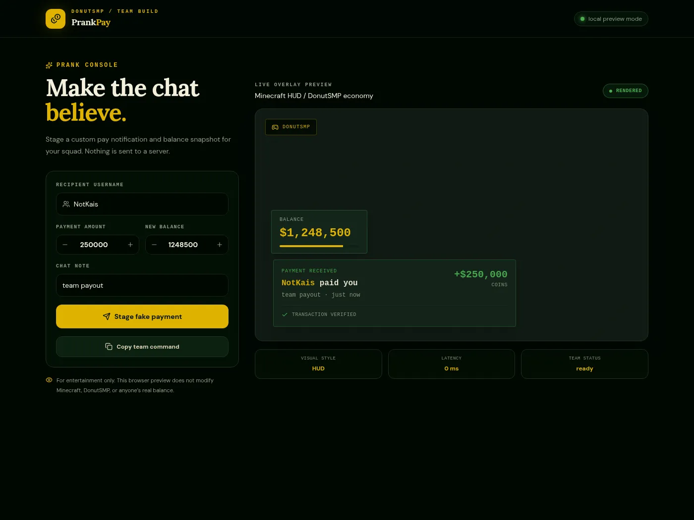 DonutSMP PrankPay Mod