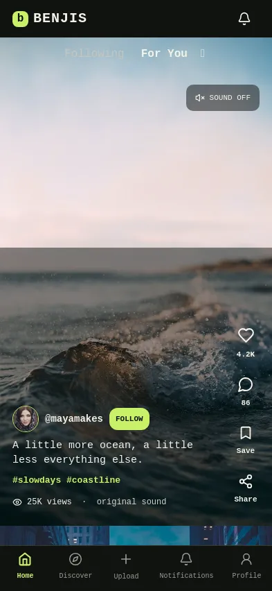 BENJIS Social Video App