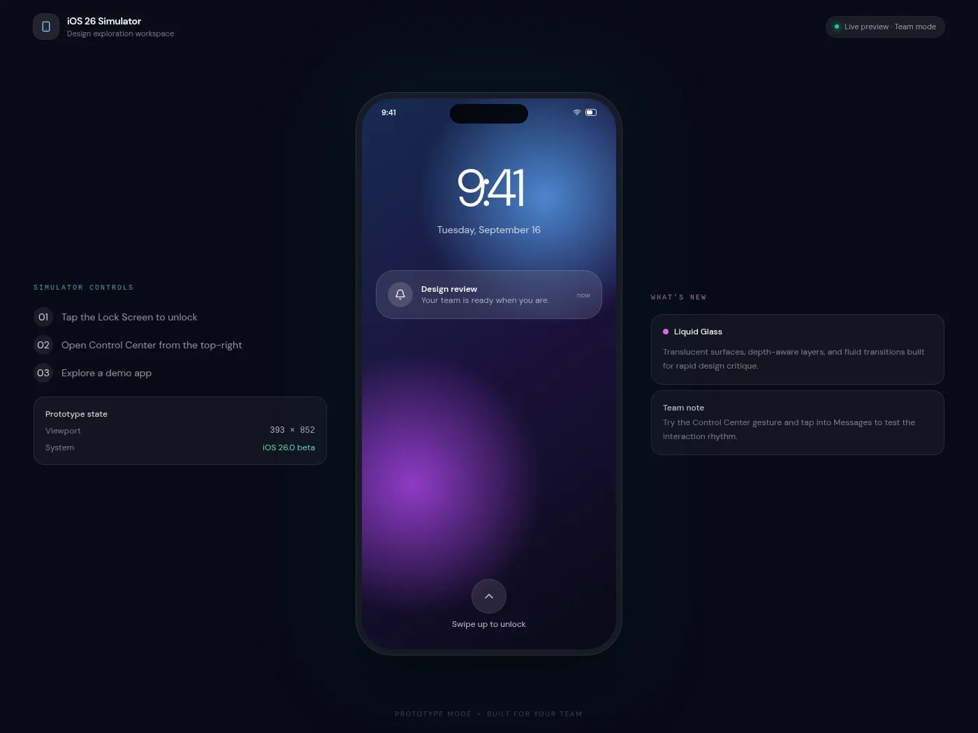 iOS 26 UI Simulator