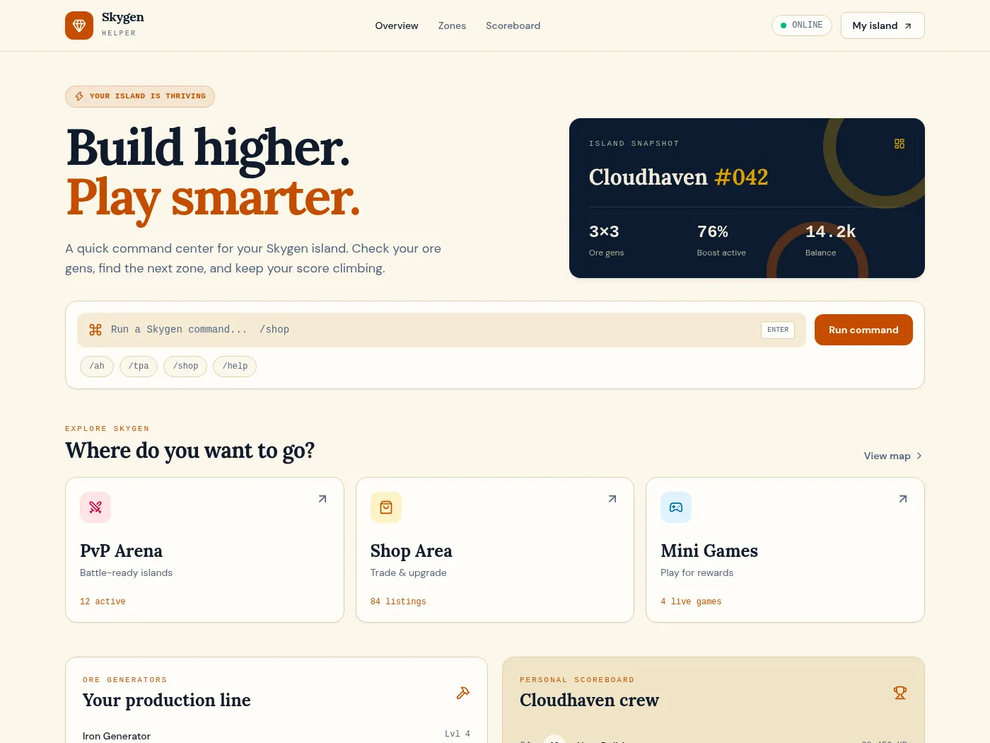 Skygen Helper Dashboard