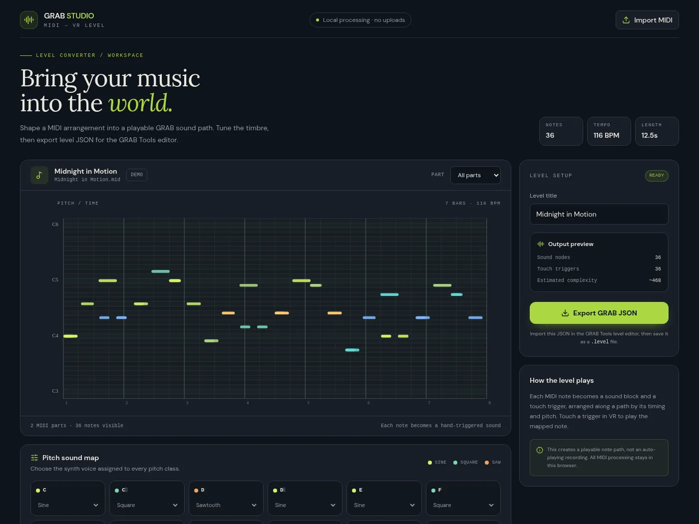 MIDI to GRAB VR Levels