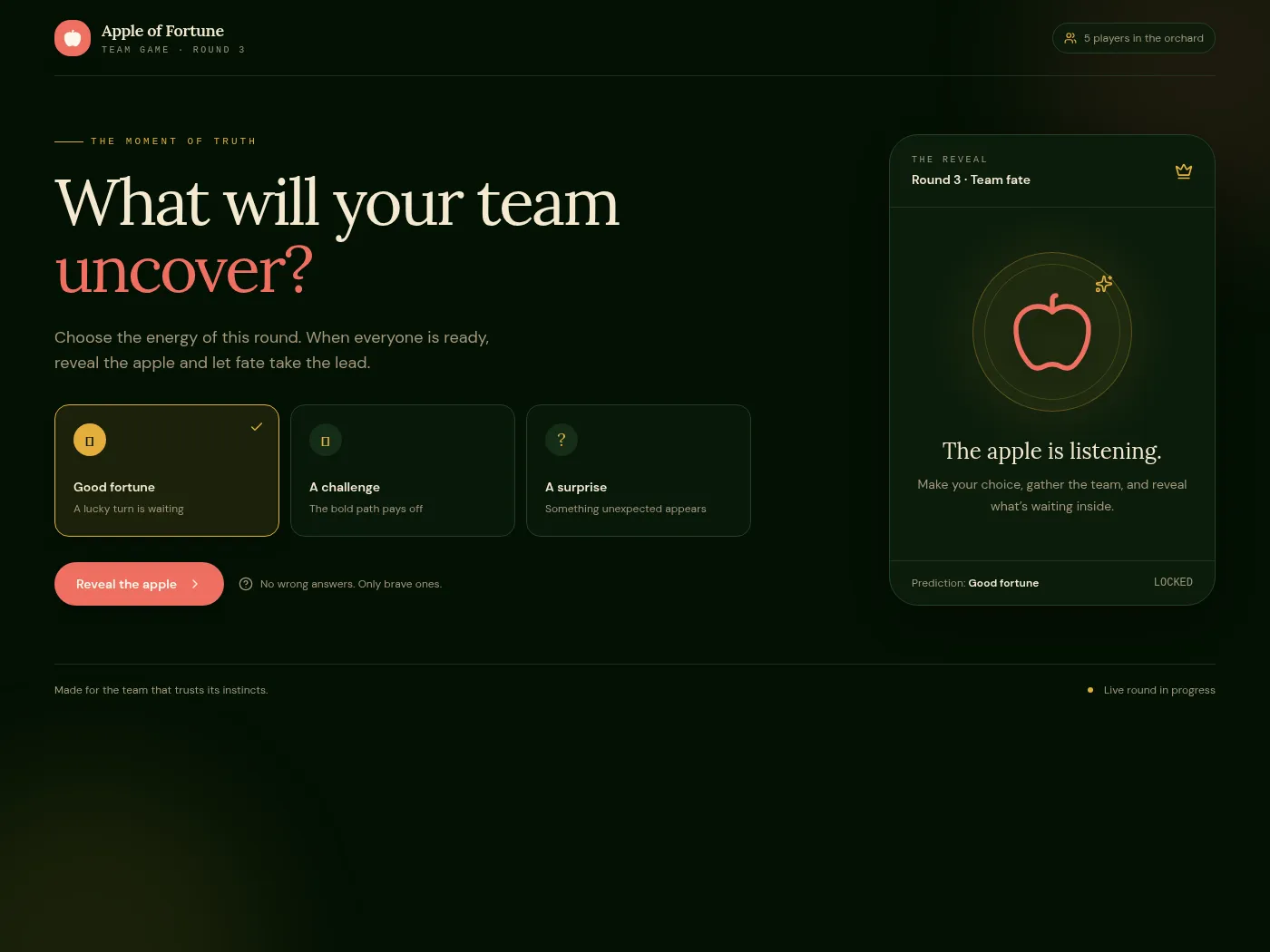 Fortune Apple Team Game