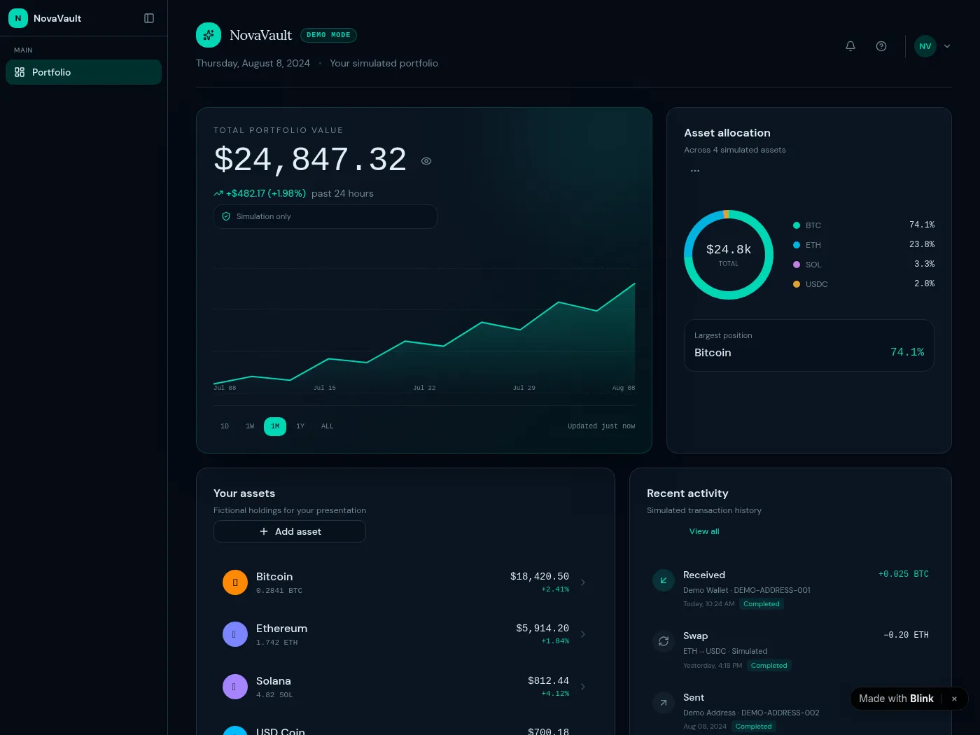 NovaVault Demo Wallet UI