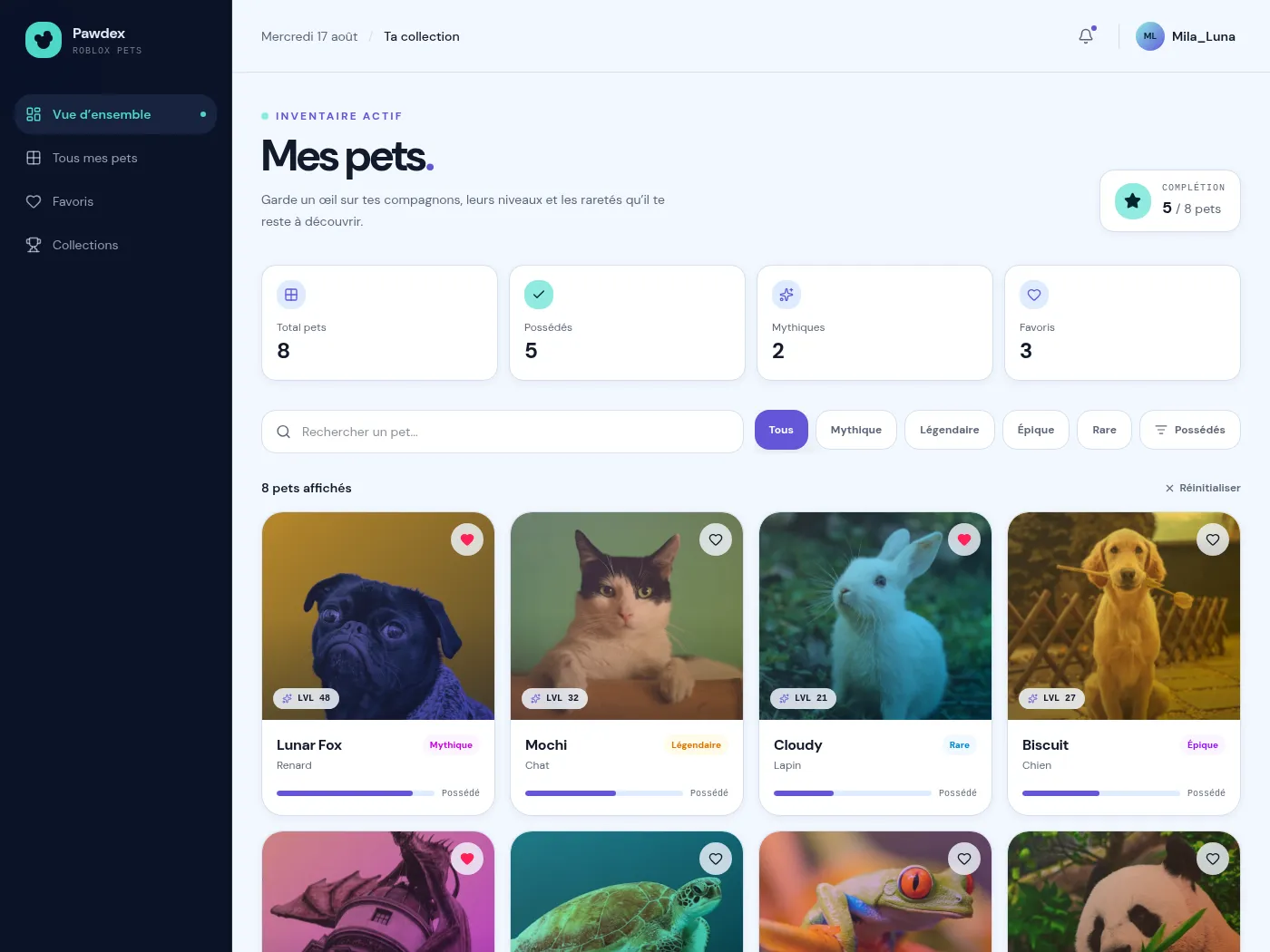 Modern Roblox Pet Inventory