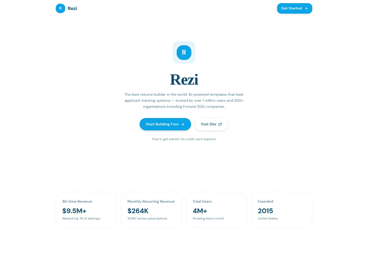 Rezi Startup Site