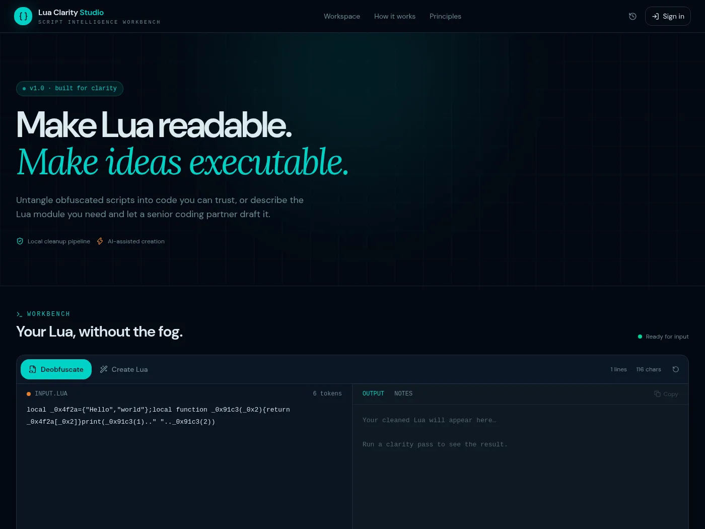 Lua Clarity Studio