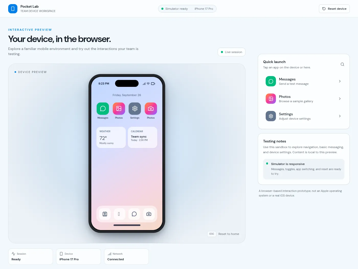 iOS 26 Web Simulator