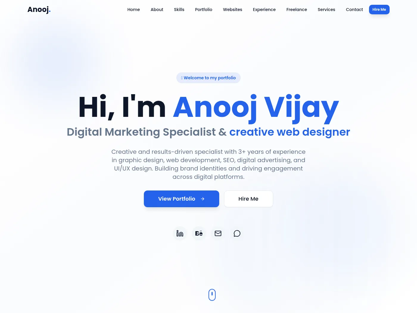 Anooj Vijay - Digital Marketing & Design Portfolio Website