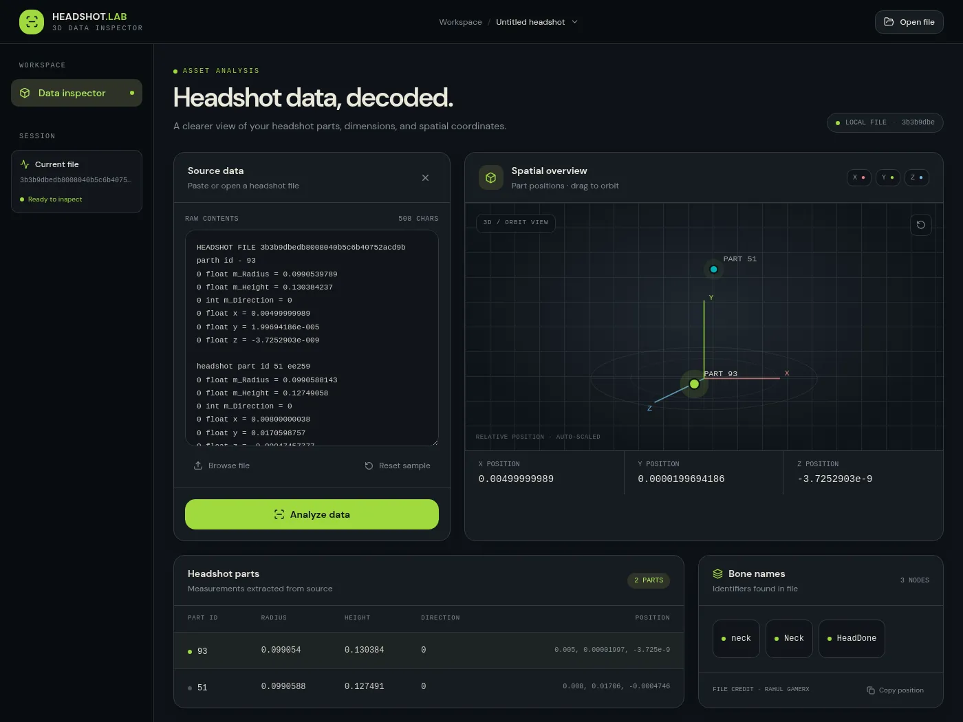 Headshot Data Visualizer