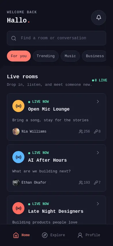 Hallo Voice Rooms