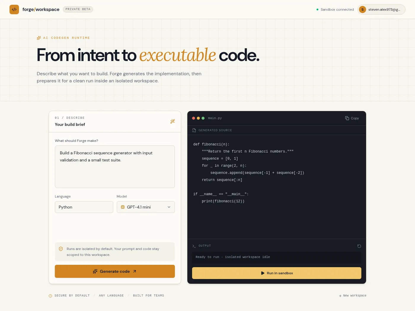 CodeGen Sandbox