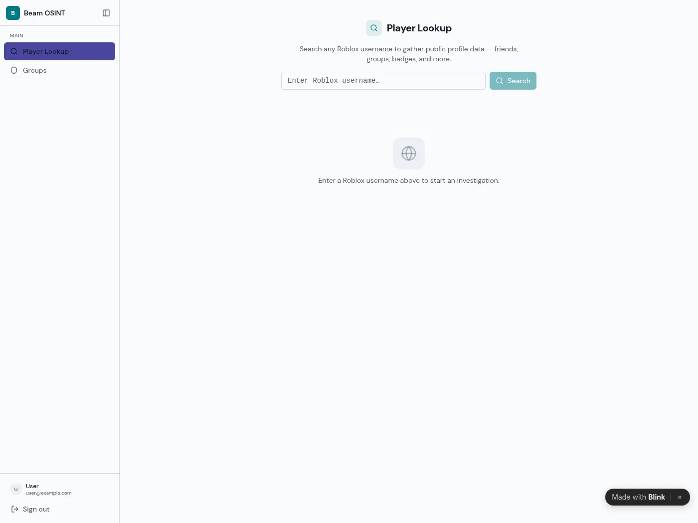 Beam OSINT Dashboard
