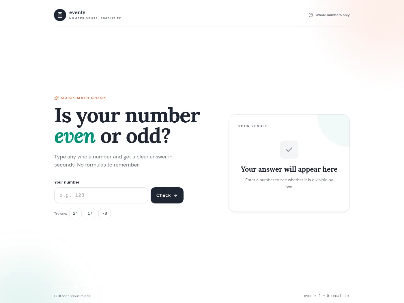 Even Odd Checker