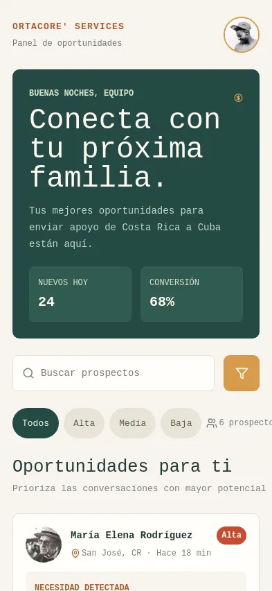OrtaCore' Remesas Mobile