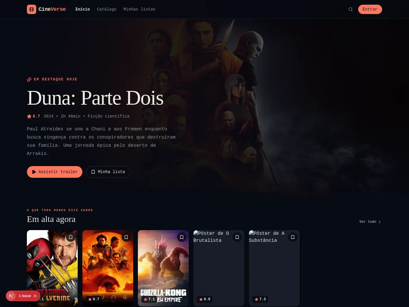 CineVerse Streaming Platform