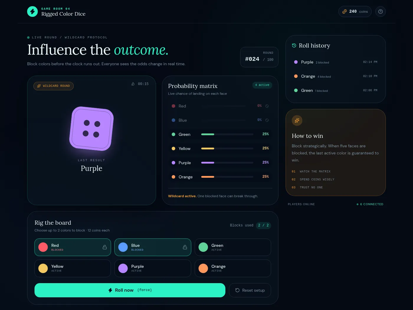Rigged Color Dice Game