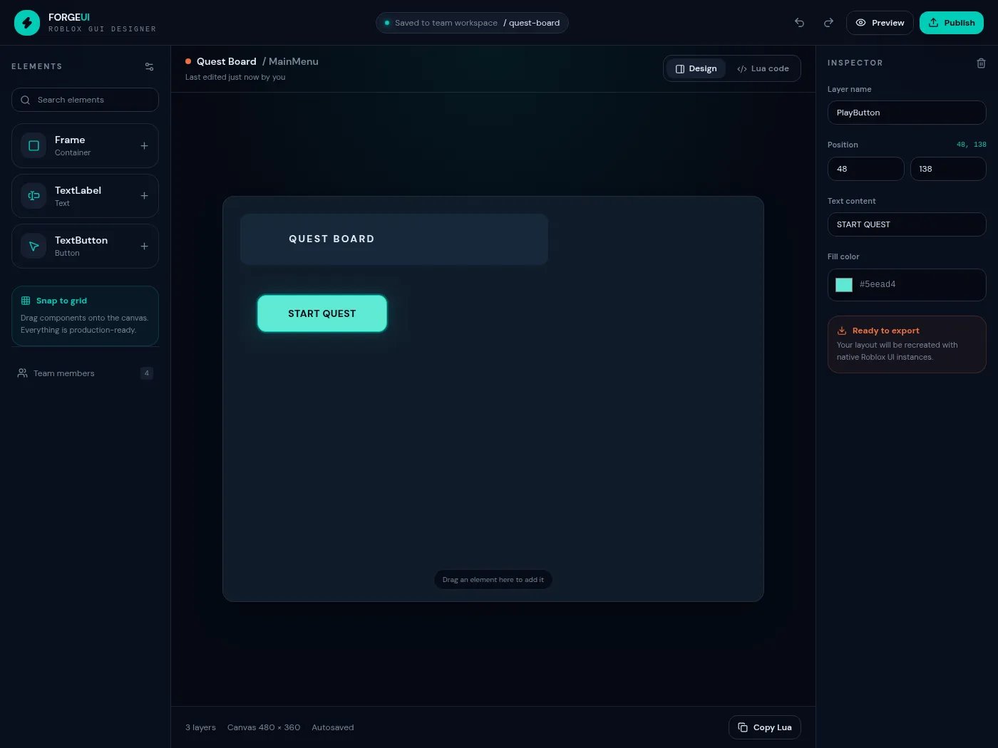 Roblox GUI Designer
