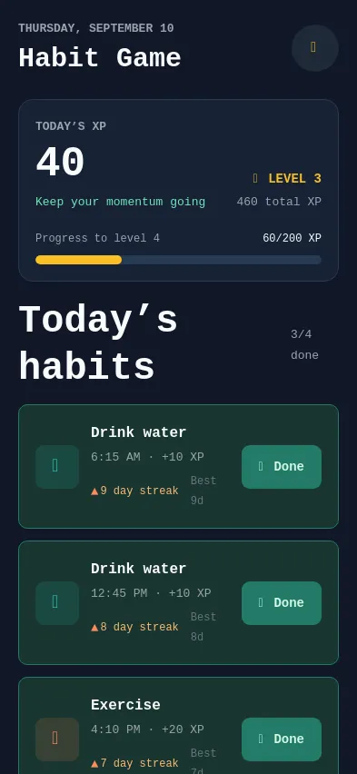 Habit Game Tracker