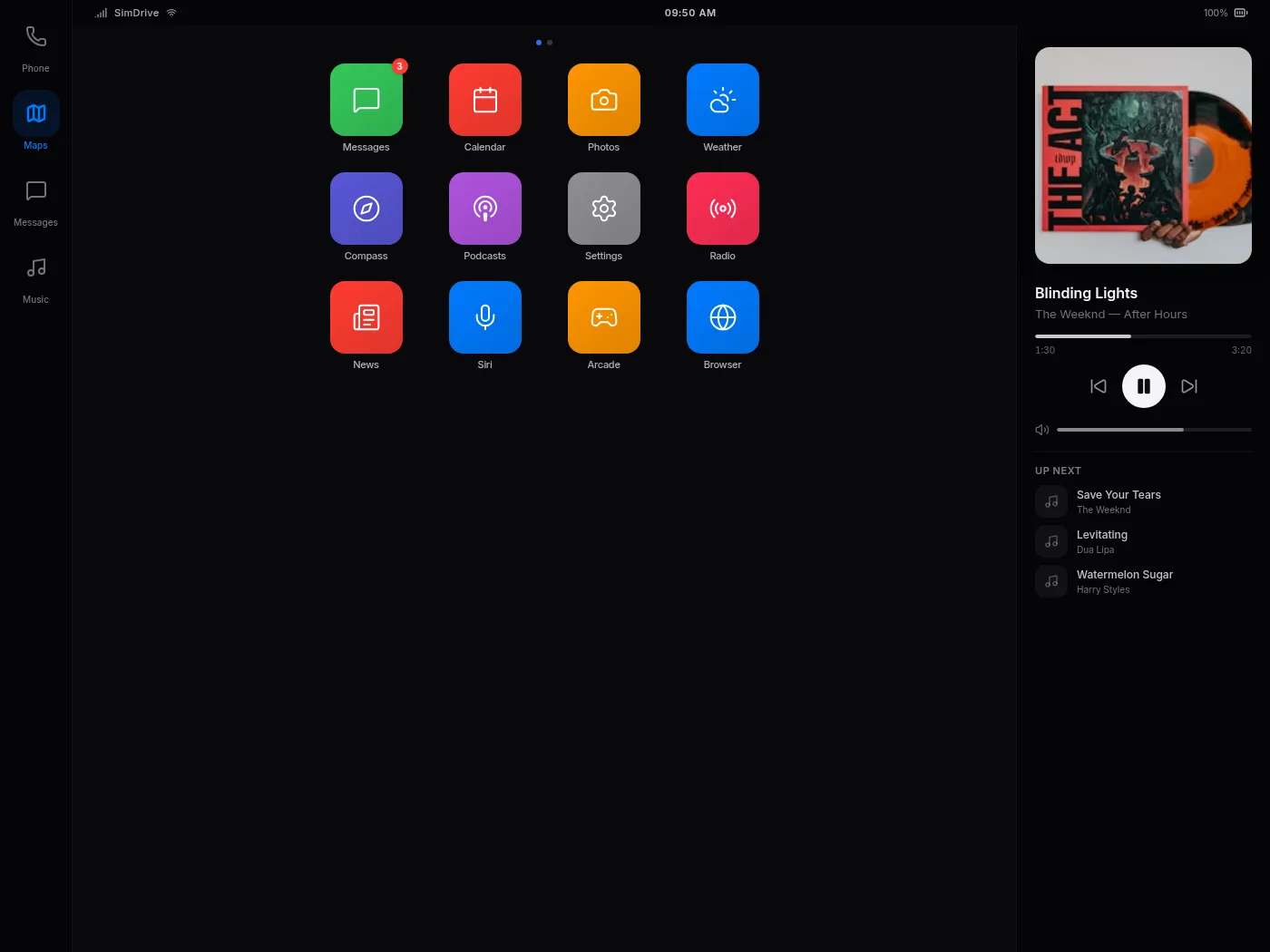 SimDrive CarPlay Dashboard