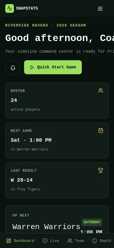 SnapStats Football Tracker