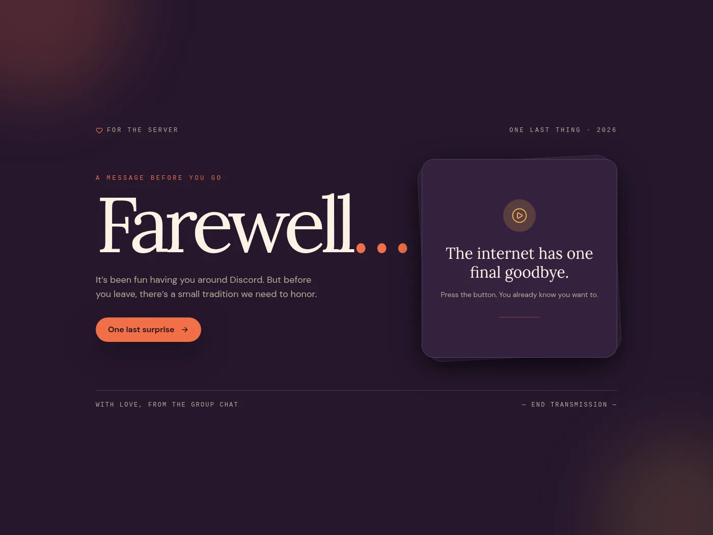 Farewell Rickroll Page
