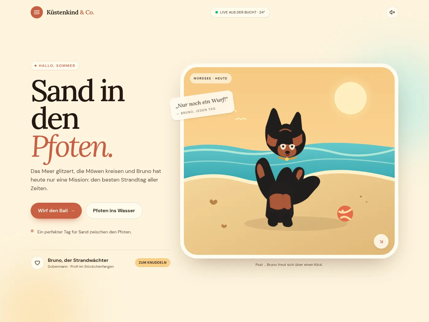 Dobermann am Strand