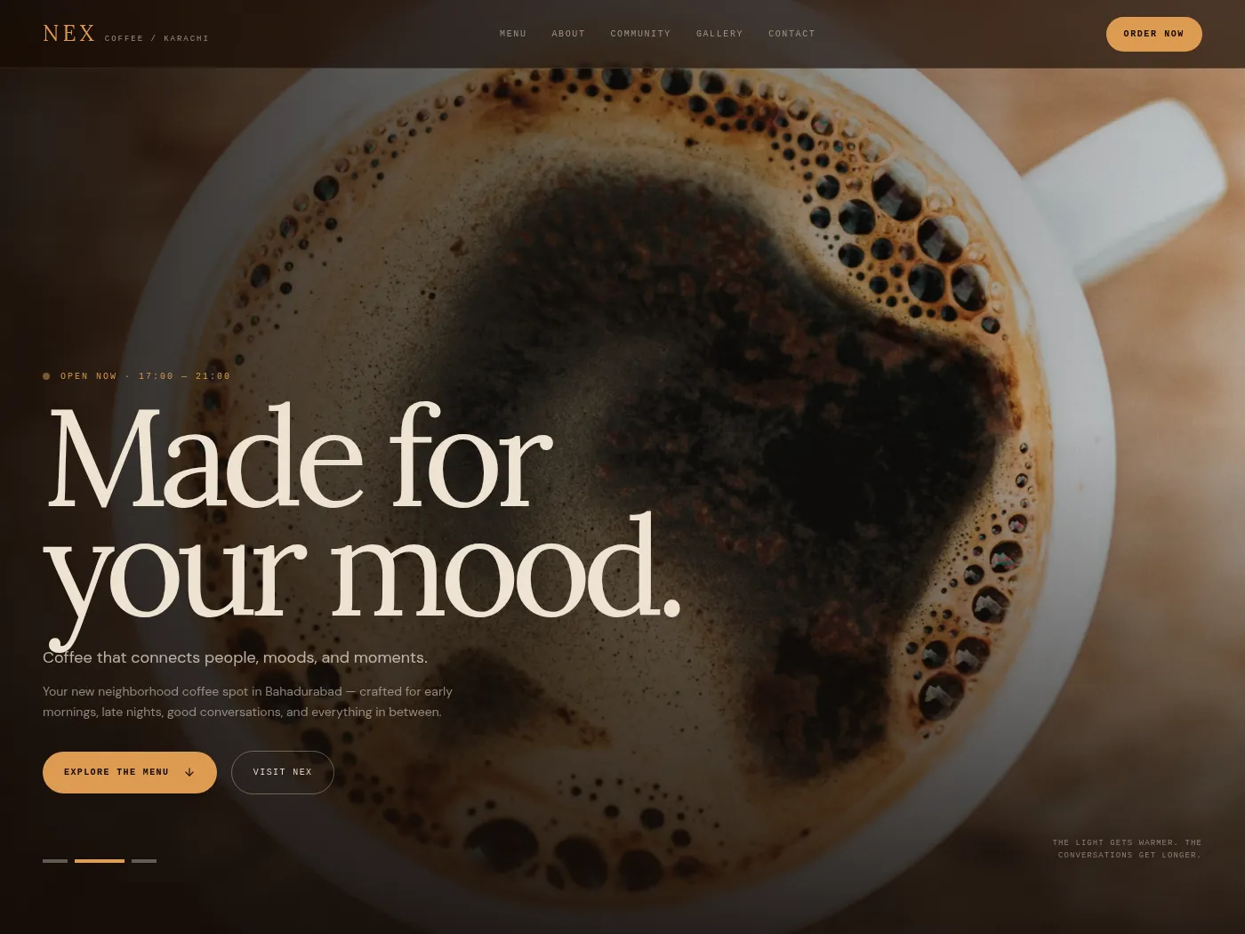 Nex Coffee Web Experience