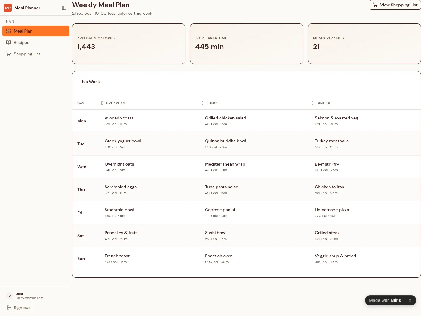 Smart Meal Planner