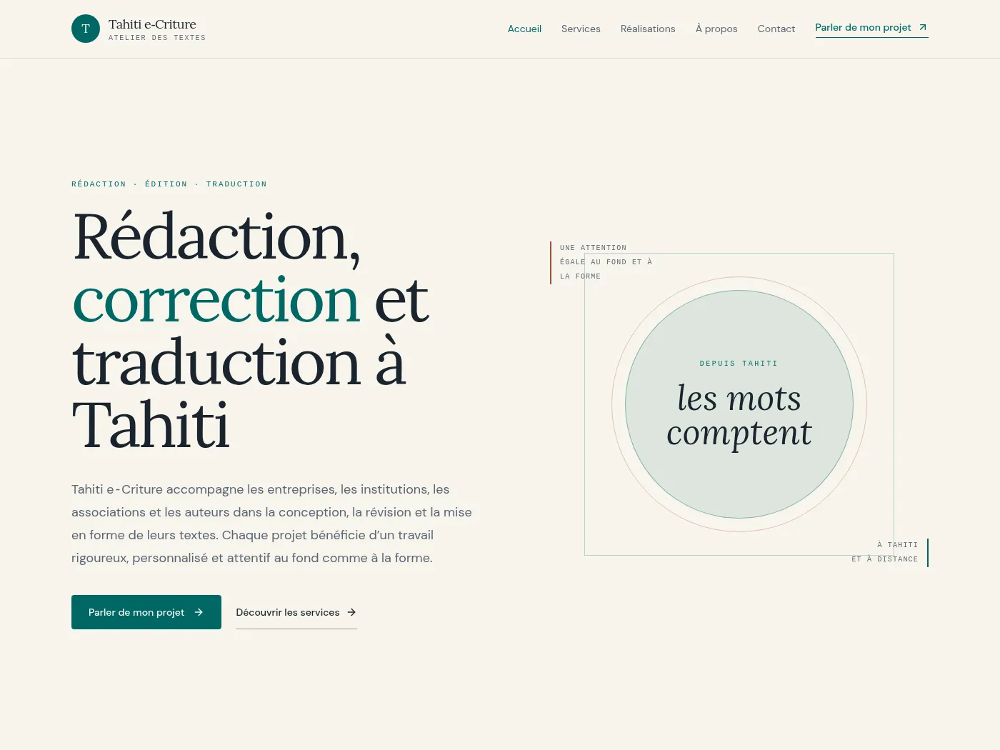 Tahiti e‑Criture Site Pro
