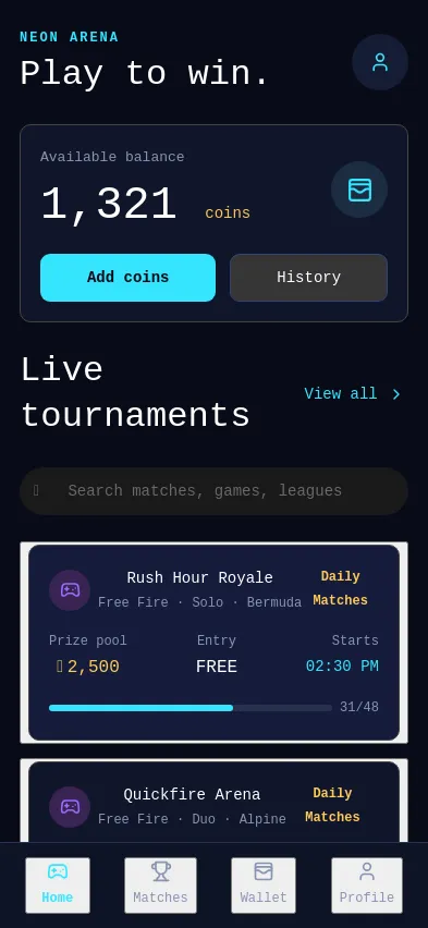 Neon Arena Esports App