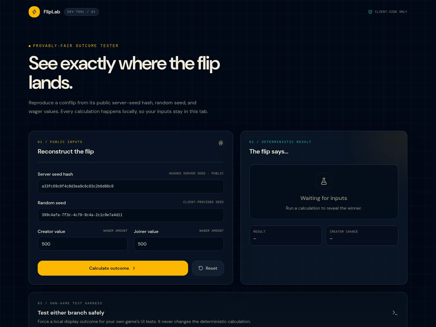 CoinFlip Outcome Tester