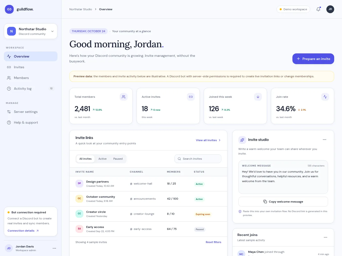 Discord Invite Automator